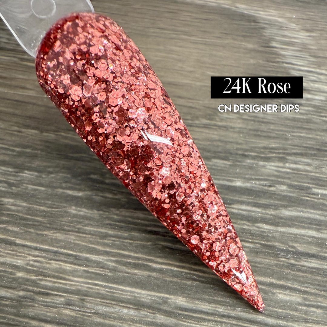 24K Rose- Dip Powder, Dip Powder for Nails, Acrylic, Valentine, Glitter ...
