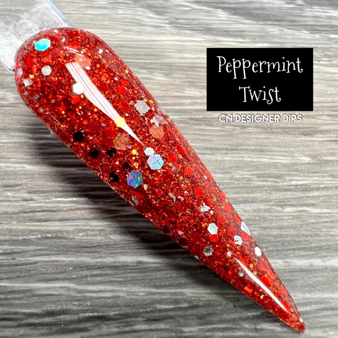 Peppermint Twist Dip Powder, Red Dip Powder, Acrylic Dip Powder, Dip ...
