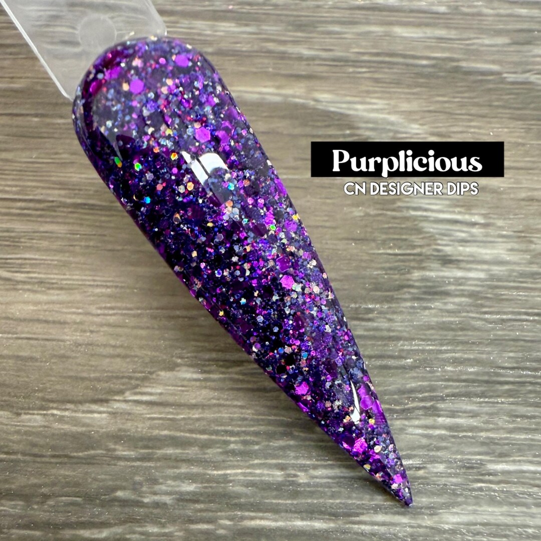 Purplicious- Dip Powder, Dip Powder for Nails, Acrylic, Purple, Glitter ...