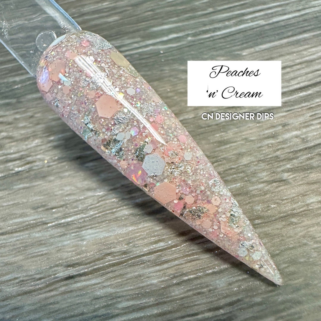 Peaches ‘n’ Cream- Dip Powder, Glitter Dip Powder, Dip Powder for Nails ...