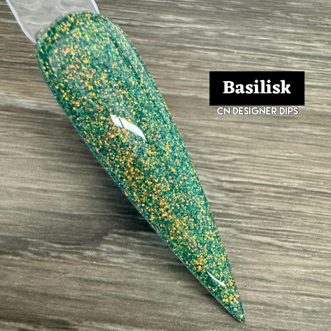 Basilisk- Dip Powder, Dip Powder for Nails, Acrylic, Iridescent, Green ...