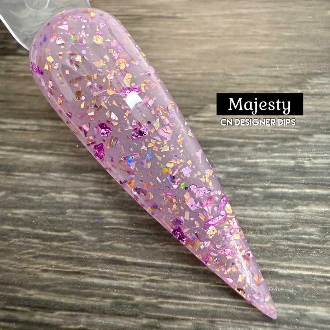 Majesty- Dip Powder, Dip Powder for Nails, Acrylic, Gold, Purple, Shard ...