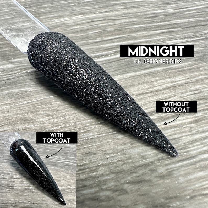 Midnight- Dip Powder, Dip Powder for Nails, Acrylic, Sugared, Black ...