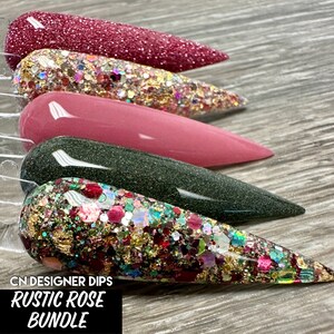 Rustic Rose Bundle- Dip Powder, Dip Powder for Nails, Acrylic, Green ...