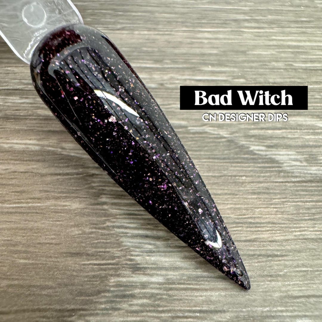 Bad Witch- Dip Powder, Dip Powder for Nails, Acrylic, Black, Shimmer - Etsy