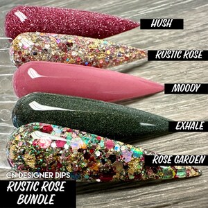 Rustic Rose Bundle- Dip Powder, Dip Powder for Nails, Acrylic, Green ...