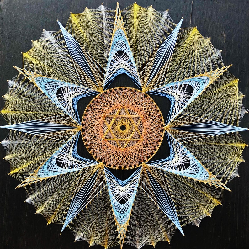 Large wall decor star of David sacred geometry string art | Etsy