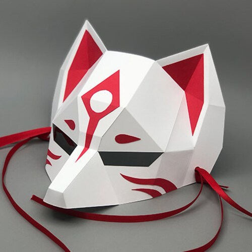Kitsune Mask Demon Fox Mask Full Face Mask DIY - Etsy