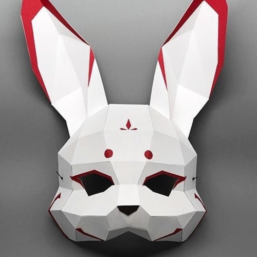 Moon Rabbit Half Face Mask DIY Papercraft PDF Templates - Etsy