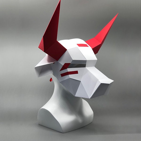 Ushi-oni Yokai Bull Mask Ox Full Face Mask 3D Low Poly - Etsy