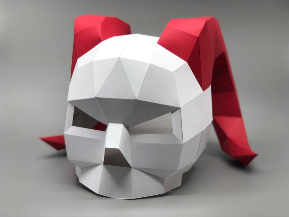 Horned Skull Mask Head Mask DIY Papercraft Template | Etsy