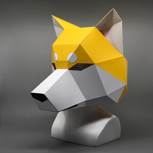 Inugami - Shiba Inu Yokai Dog Mask | Head Mask - Low Poly DIY ...