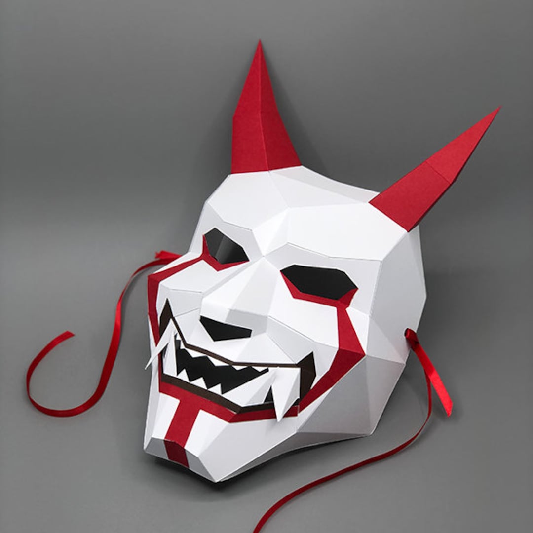 Oni - Demon Mask | Hannya Full Face Mask - DIY Papercraft (PDF Template ...