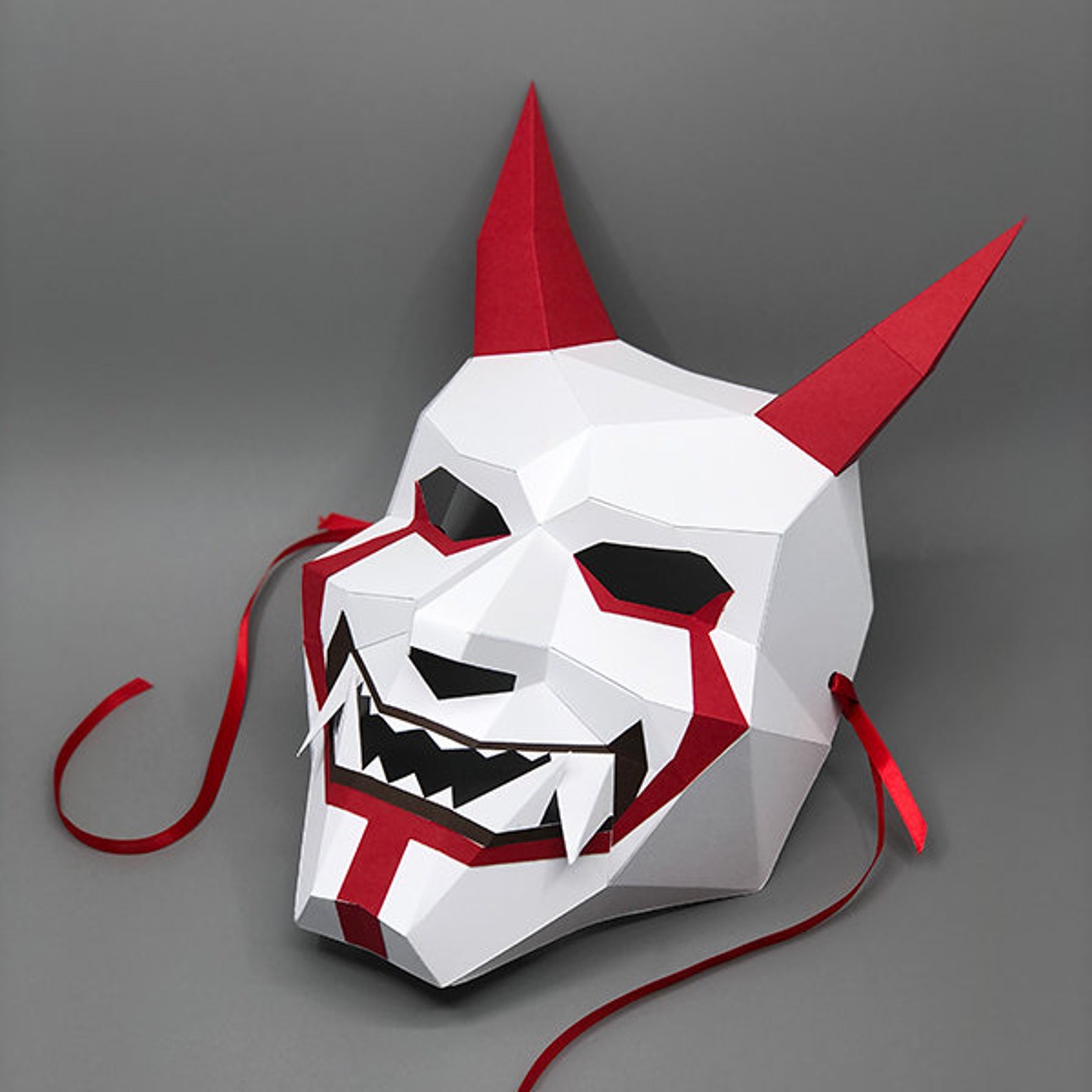 Oni Demon Mask Hannya Full Face Mask DIY papercraft | Etsy Oni Demon Mask Hannya Full Face Mask DIY papercraft | Etsy