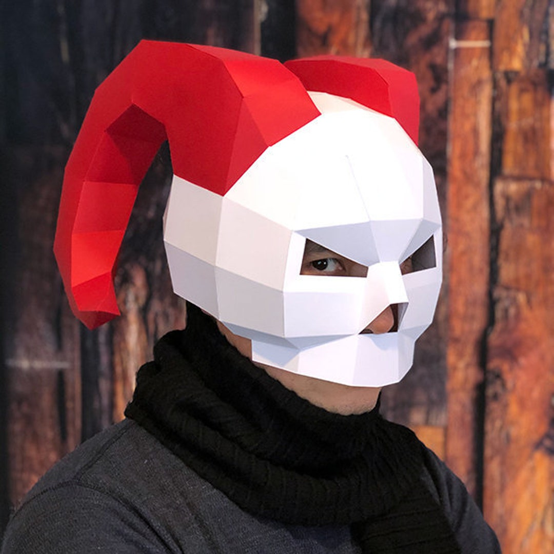 Horned Skull Mask Head Mask DIY Papercraft PDF Template - Etsy