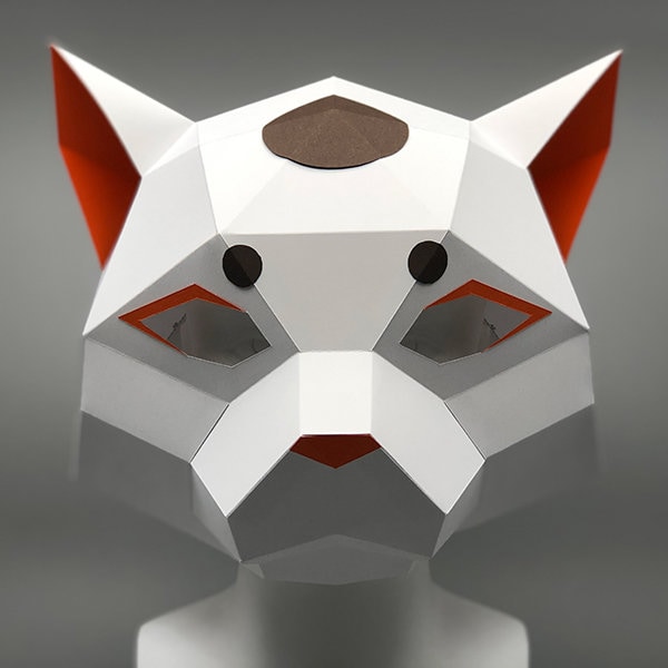 Nekomata Yokai Cat Mask Head Mask 3D Low Poly DIY | Etsy