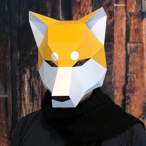 Inugami Shiba Inu Yokai Dog Mask Head Mask Low Poly DIY | Etsy