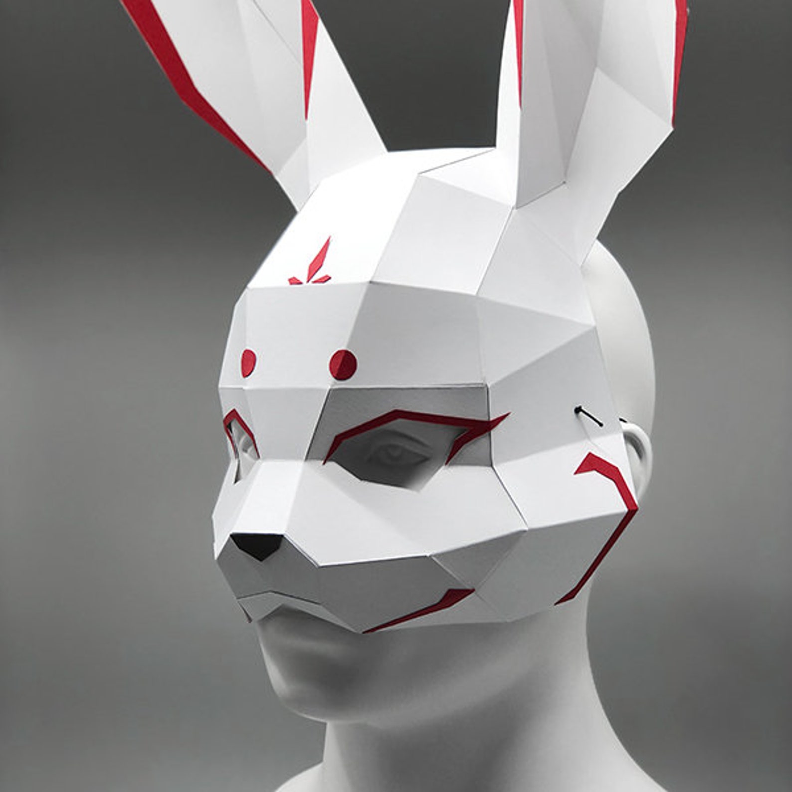 Moon Rabbit Half Face Mask DIY Papercraft PDF Templates - Etsy