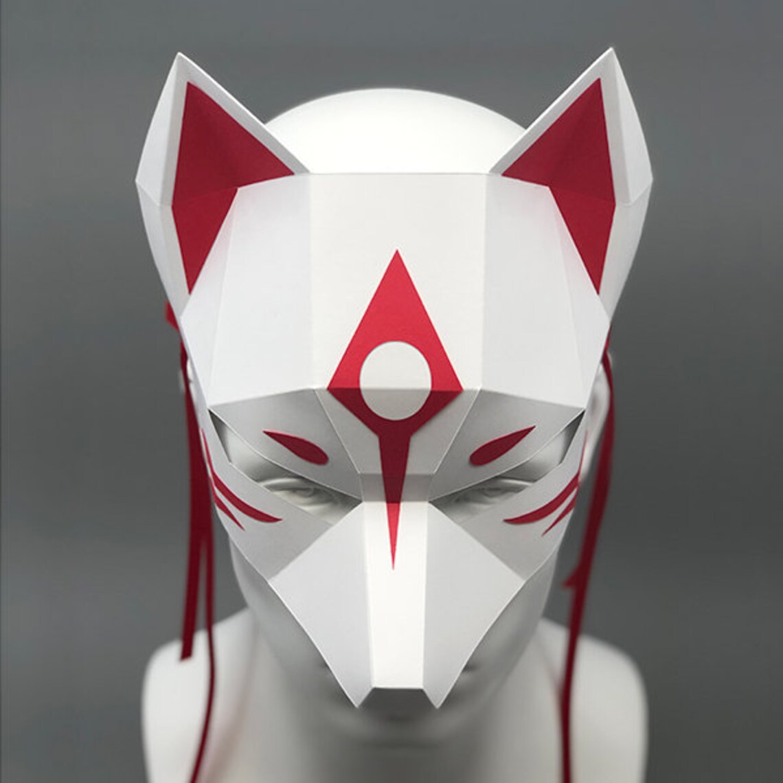Kitsune Mask Demon Fox Mask Half Face Mask DIY | Etsy