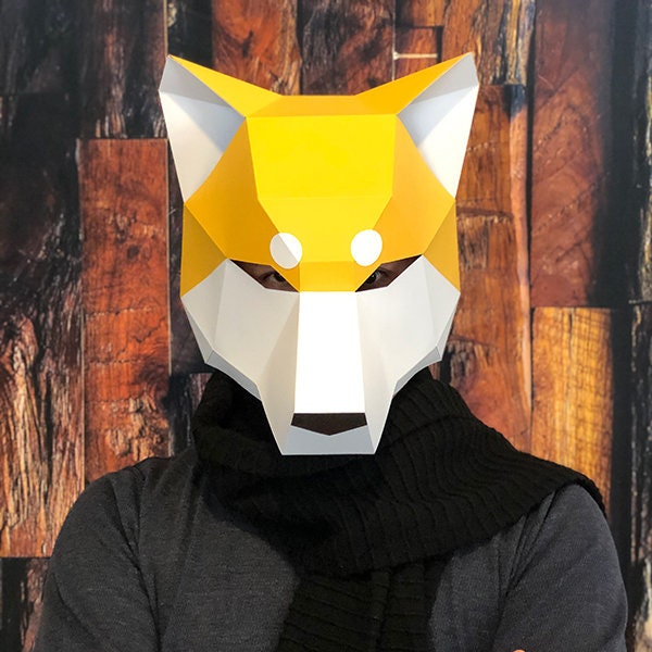 Inugami Shiba Inu Yokai Dog Mask Head Mask Low Poly DIY | Etsy