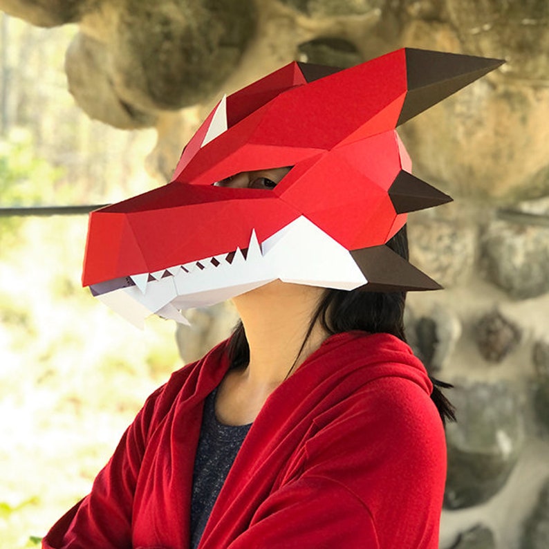 Tatsu Dragon Head Mask DIY Halloween Costume Papercraft | Etsy