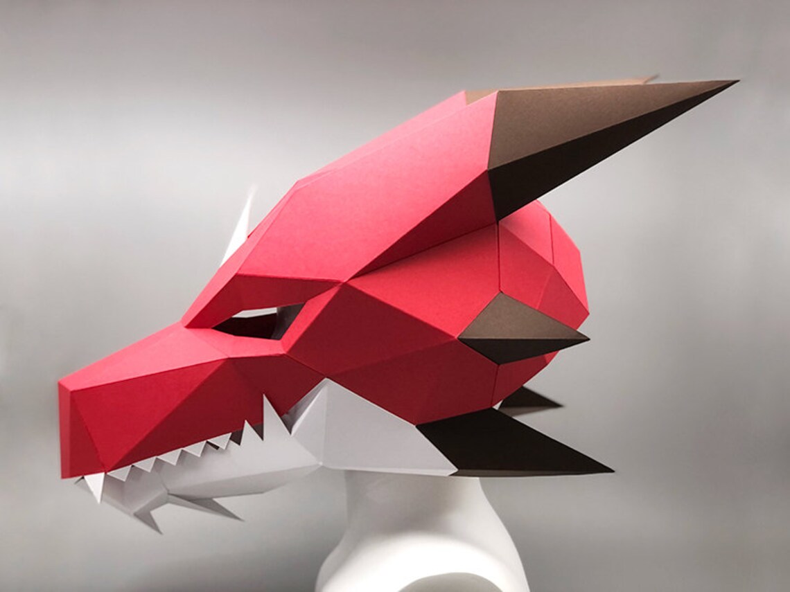 Tatsu Dragon Head Mask DIY Halloween Costume Papercraft | Etsy