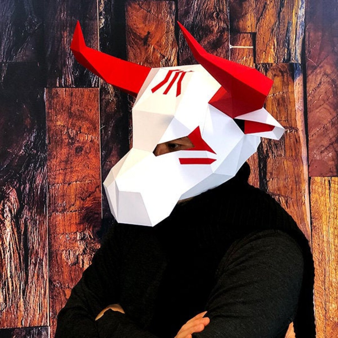 Ushi-oni - Yokai Bull Mask | Ox Head Mask | 3D Low Poly DIY Papercraft ...