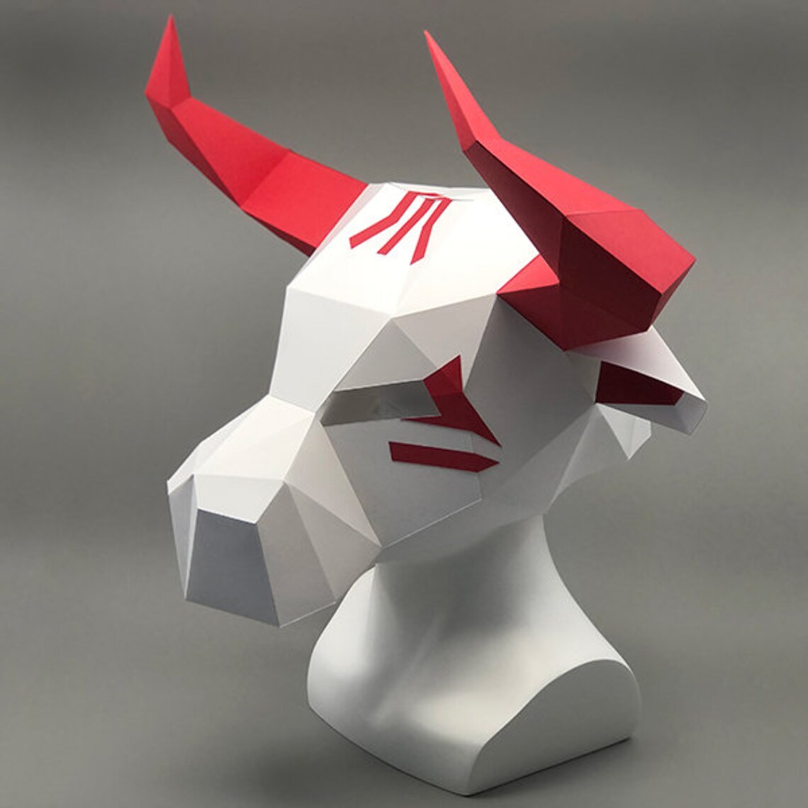 Ushi Oni Yokai Bull Mask Ox Head Mask 3d Low Poly Diy Etsy Australia