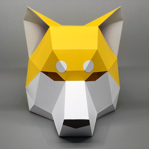 Inugami Shiba Inu Yokai Dog Mask Head Mask Low Poly DIY | Etsy