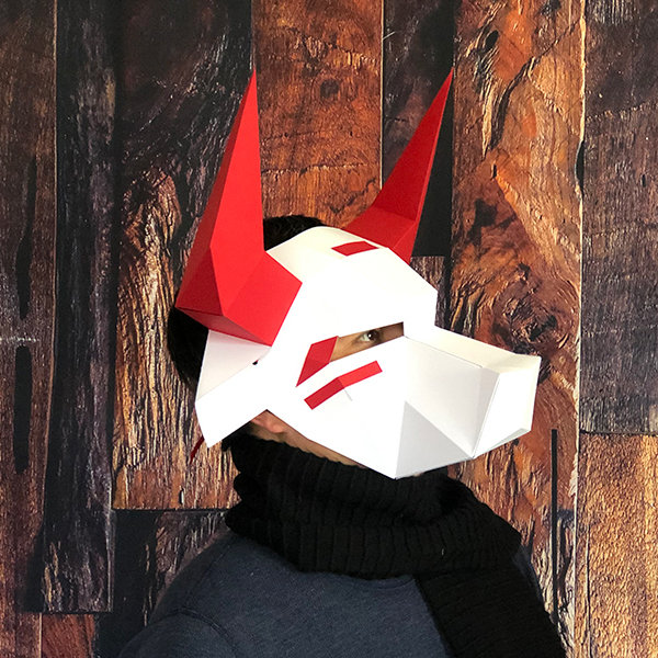 Ushi-oni Yokai Bull Mask Ox Full Face Mask 3D Low Poly - Etsy