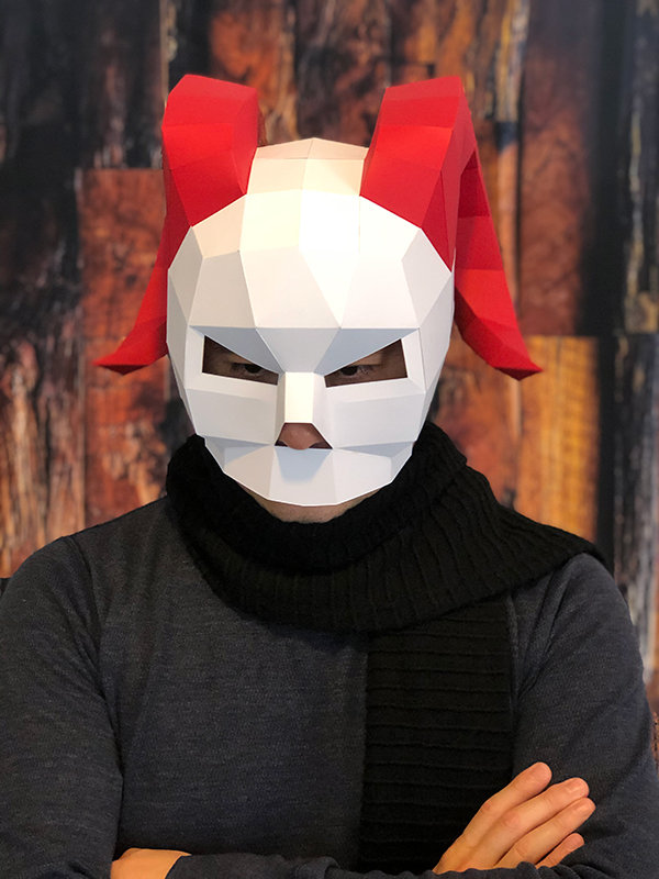 Horned Skull Mask Head Mask DIY Papercraft Template | Etsy