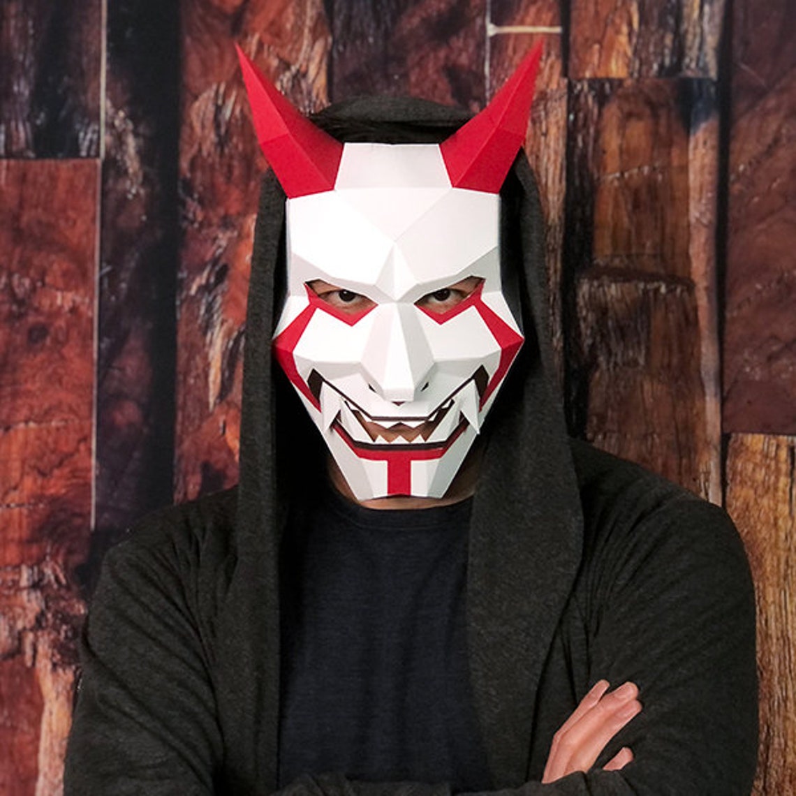 Oni - Demon Mask | Hannya Full Face Mask - DIY Papercraft (PDF Template ...