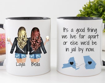 Long Distance Best Friends Mug Friends in Different States - Etsy
