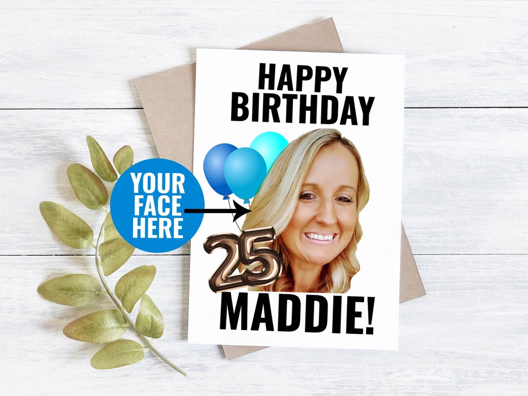Custom Photo Birthday Card, Custom Photo, Your Face on a Card ...