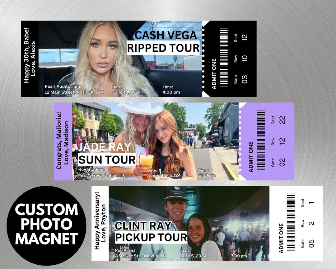 Magnet Concert Ticket Souvenir, Laminated Custom Physical Concert ...