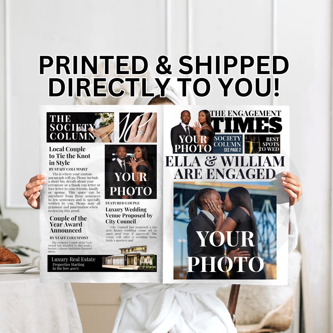 Custom Printed and Shipped Engagement Newspaper, Custom Newspaper ...
