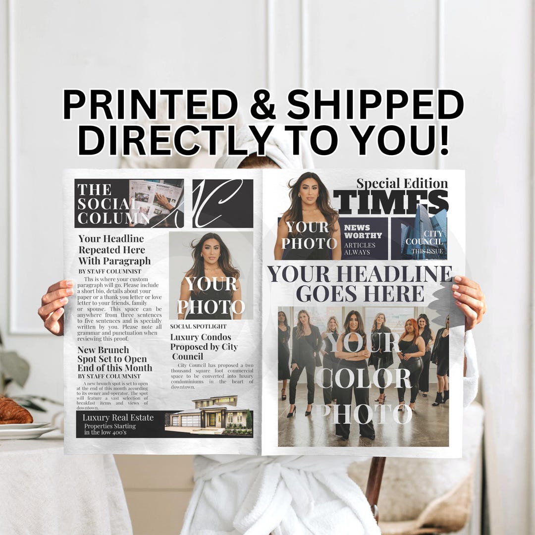 Custom Printed and Shipped Newspaper, Custom Newspaper, Birthday ...