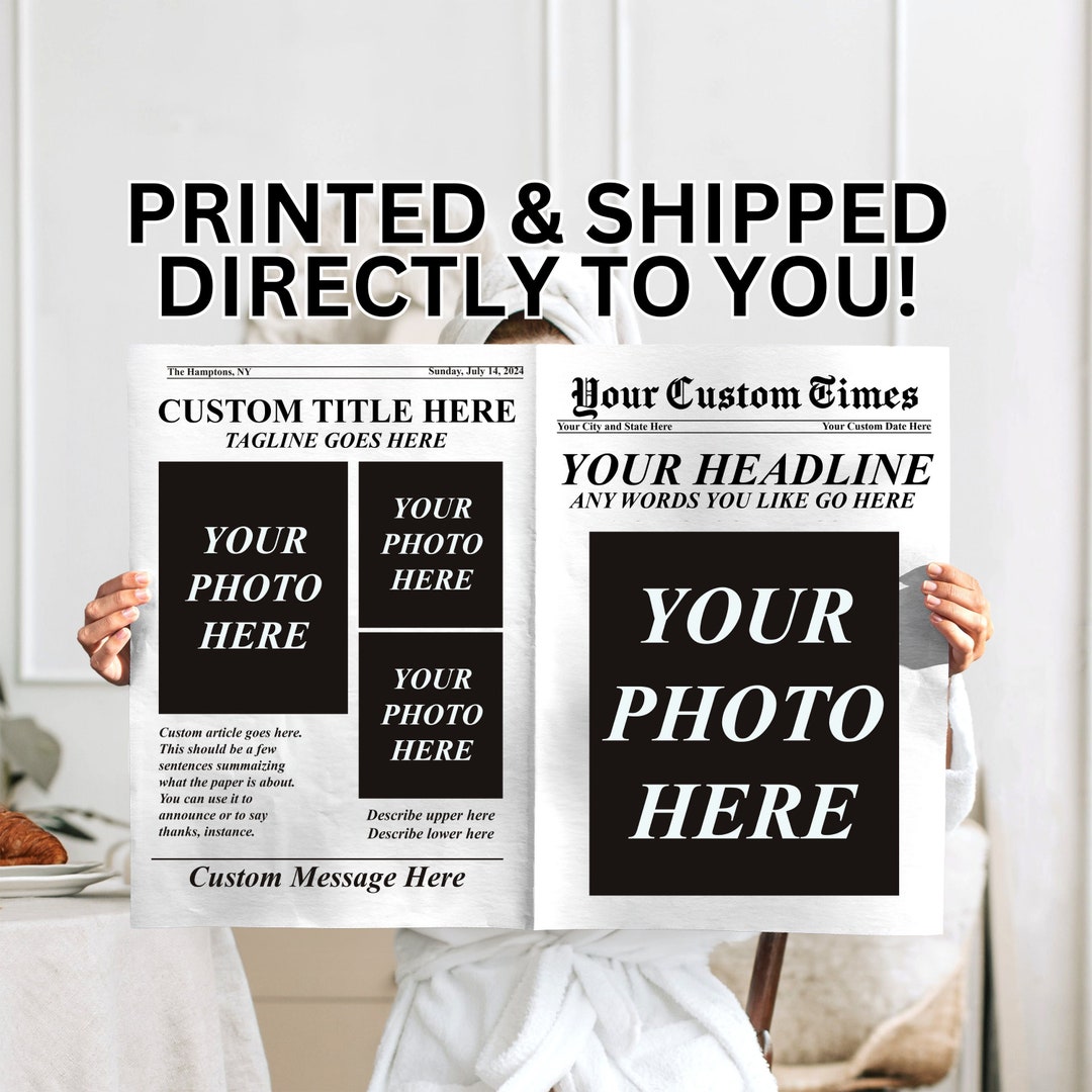 Custom Printed and Shipped Newspaper, Custom Newspaper, Birthday, New ...