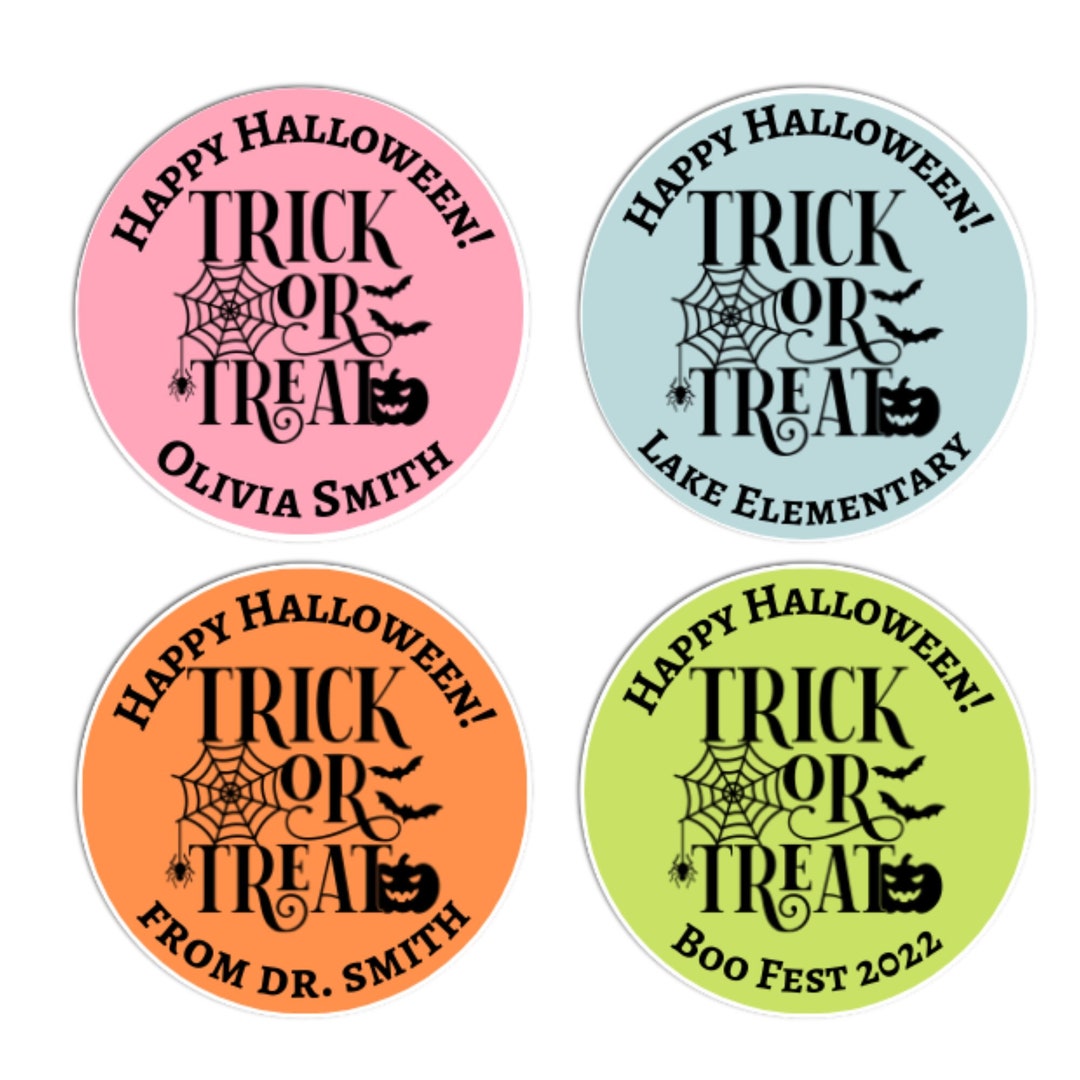 Custom Trick or Treat Labels, Candy Bag Labels, Halloween Party Favor ...