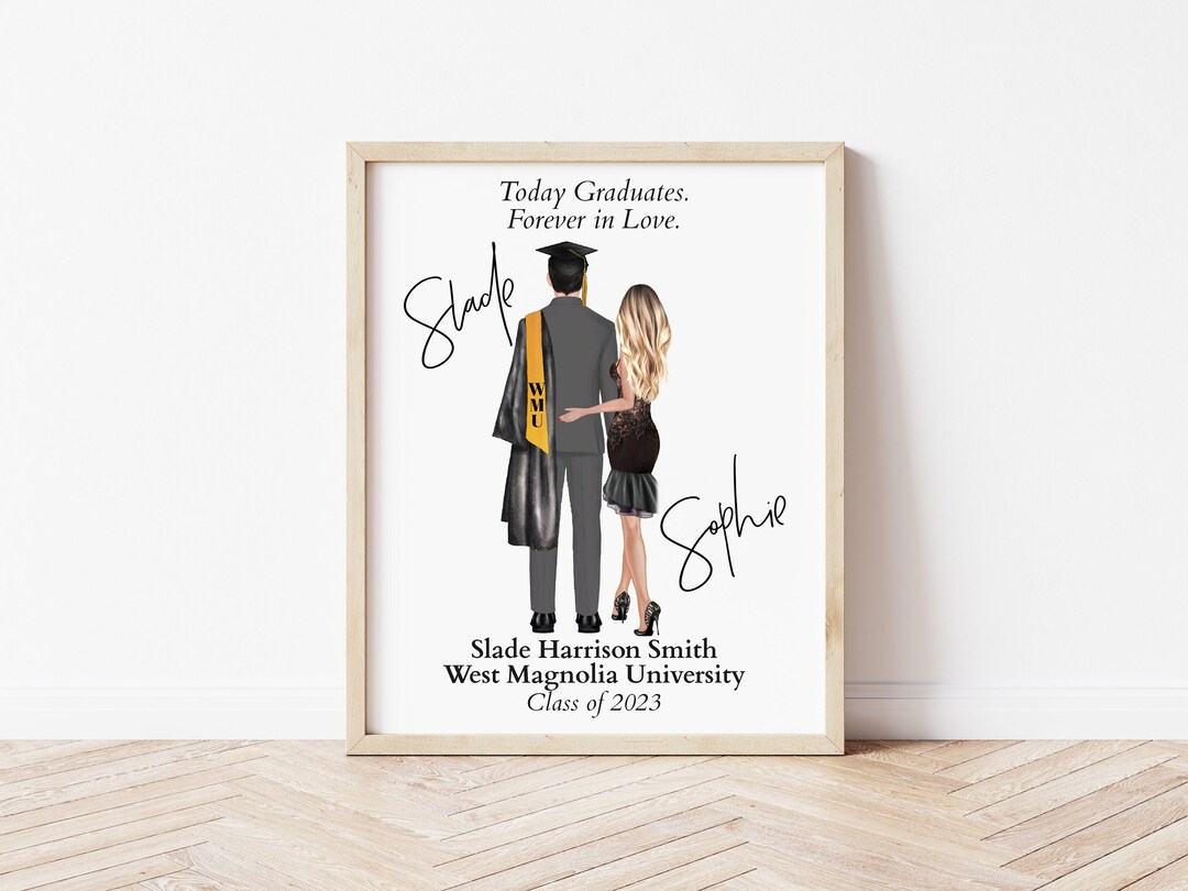 Personalized Graduation Print, Custom Couple Graduation Gift ...