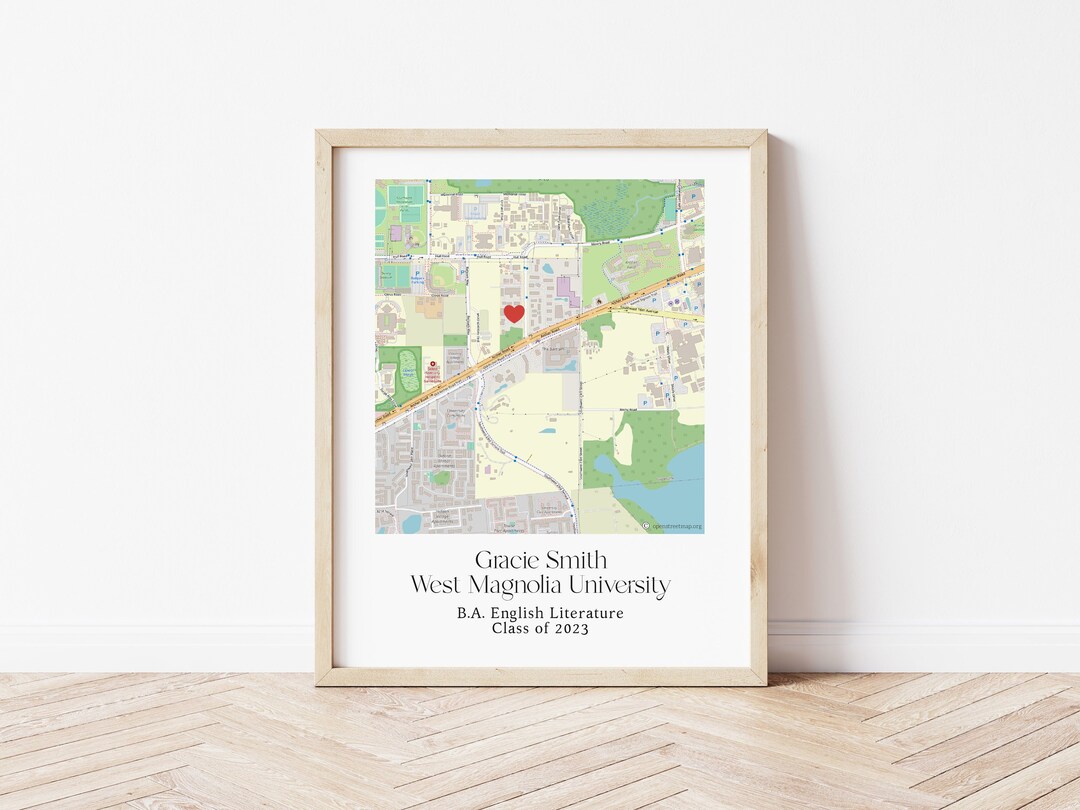 Personalized Graduation Map Print, Graduate Print for Him, Graduation ...