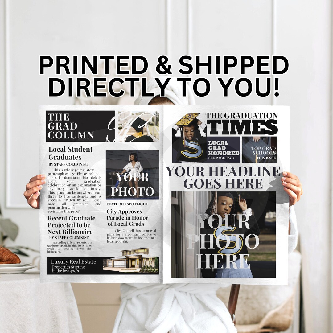 Custom Printed and Shipped Graduation Newspaper, Custom Newspaper ...