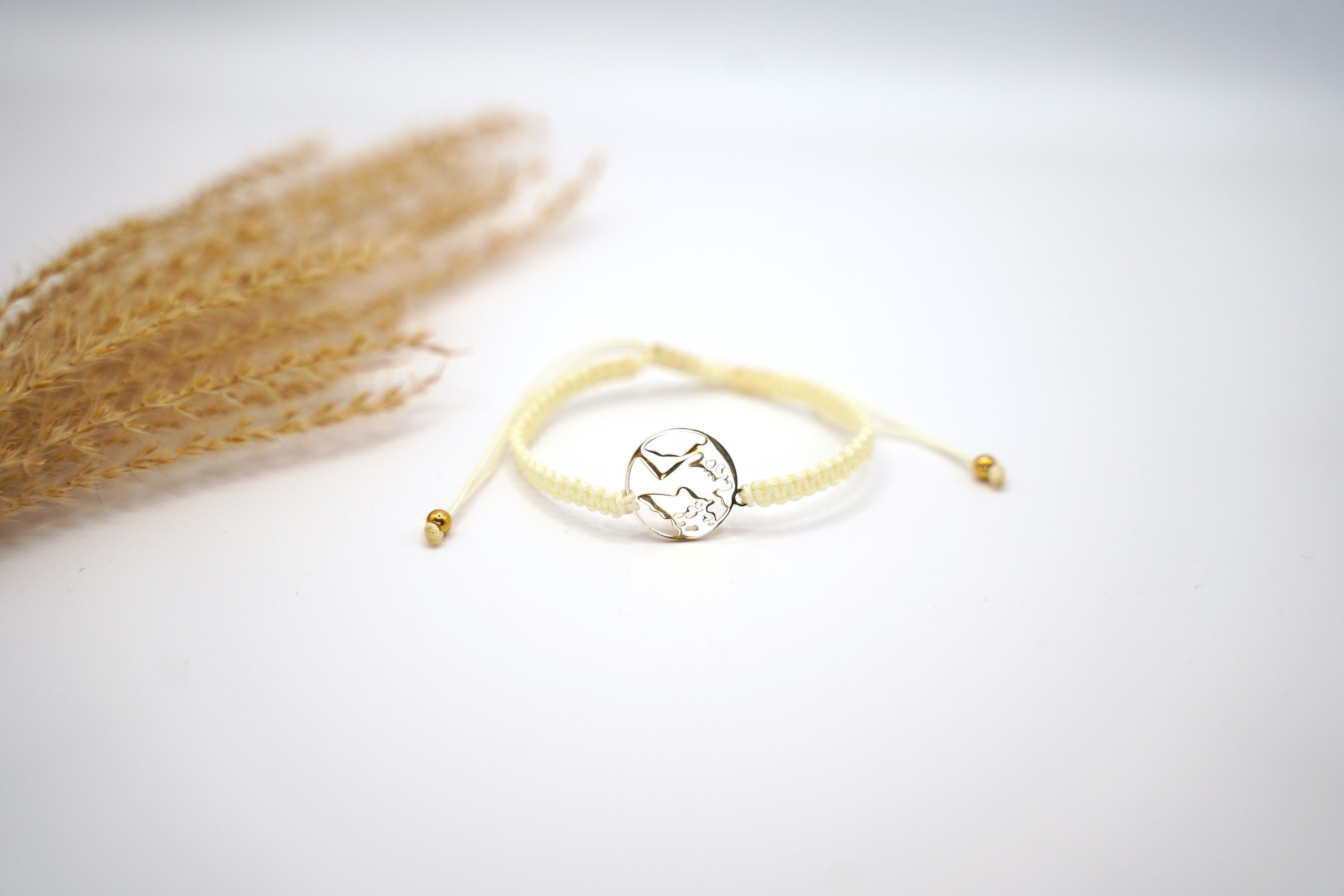 Weltkarte Makramee Armband Edelstahl Travel World map - Etsy.de