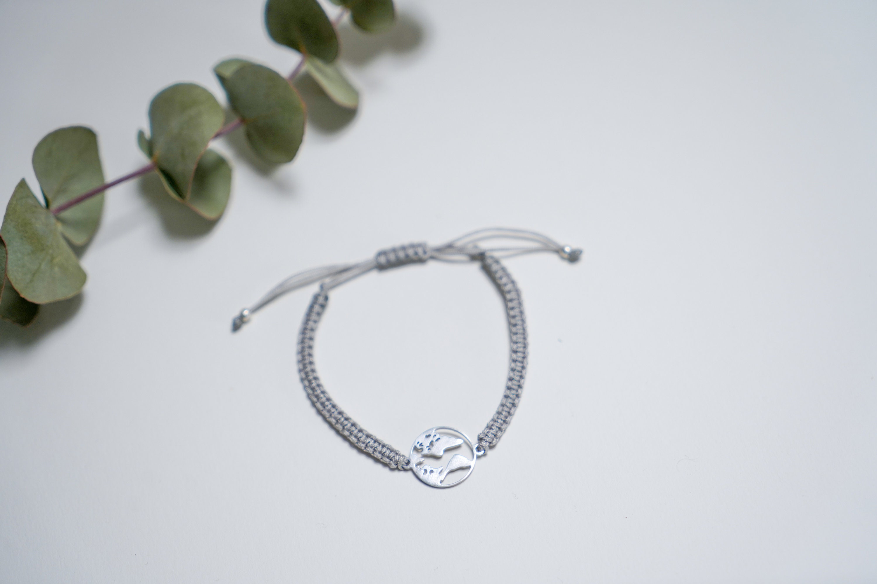 Weltkarte Makramee Armband Edelstahl Travel World map - Etsy.de