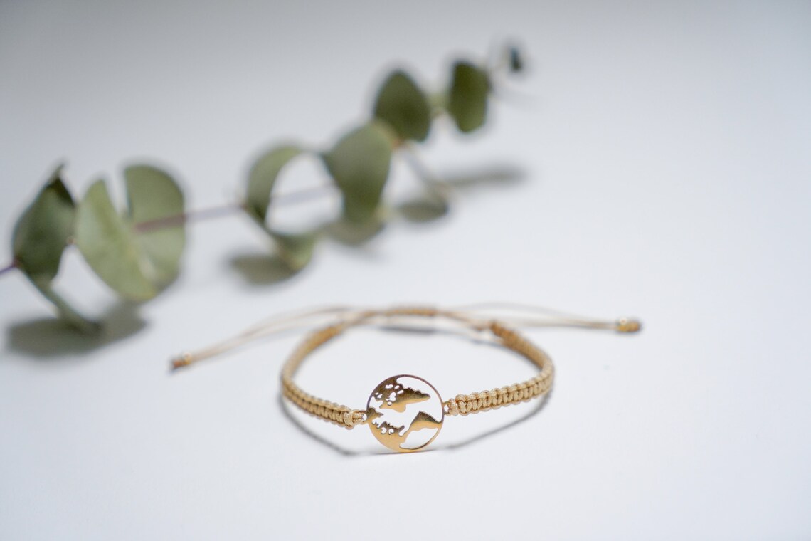 Weltkarte Makramee Armband Edelstahl Travel World map - Etsy.de