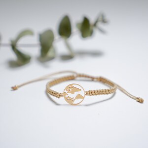 Weltkarte Makramee Armband Edelstahl Travel World map - Etsy.de