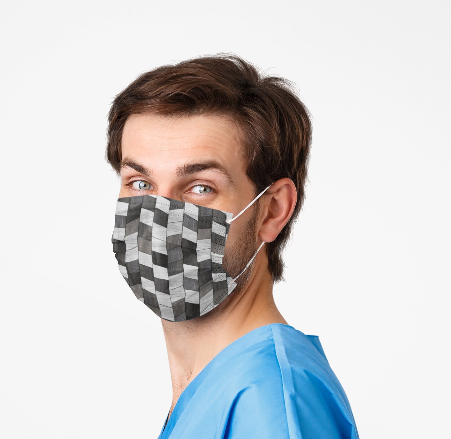 Gray Tiles Face Mask - Etsy