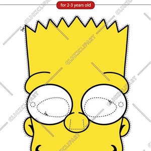 Simpsons, Bart, Birthday Party, Digital Paper Face Mask, SVG, Files for ...