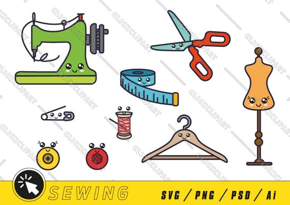 Sewing SVG Sewing PNG Kawaii Clipart Sewing Machine Svg - Etsy