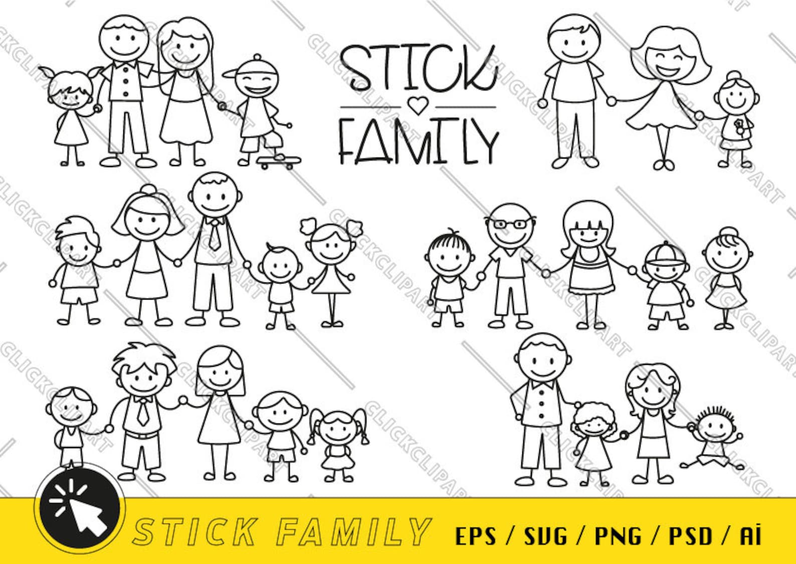 Stick Family SVG | Stick People SVG | Stickdatei | Stick Figures Svg ...